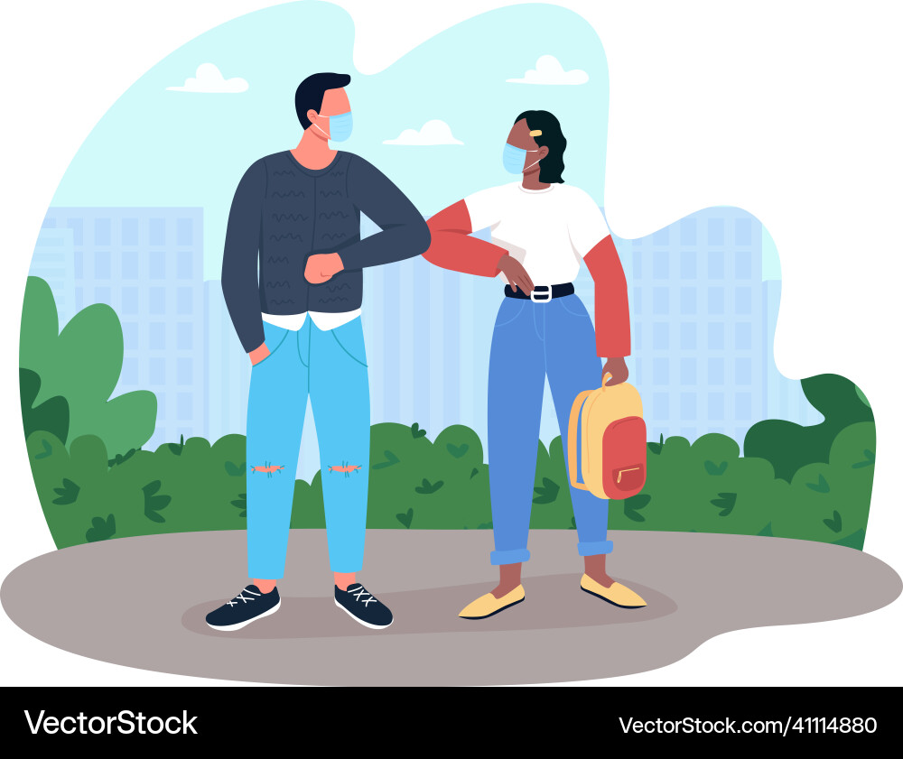 Covid elbow greetings 2d web banner poster Vector Image