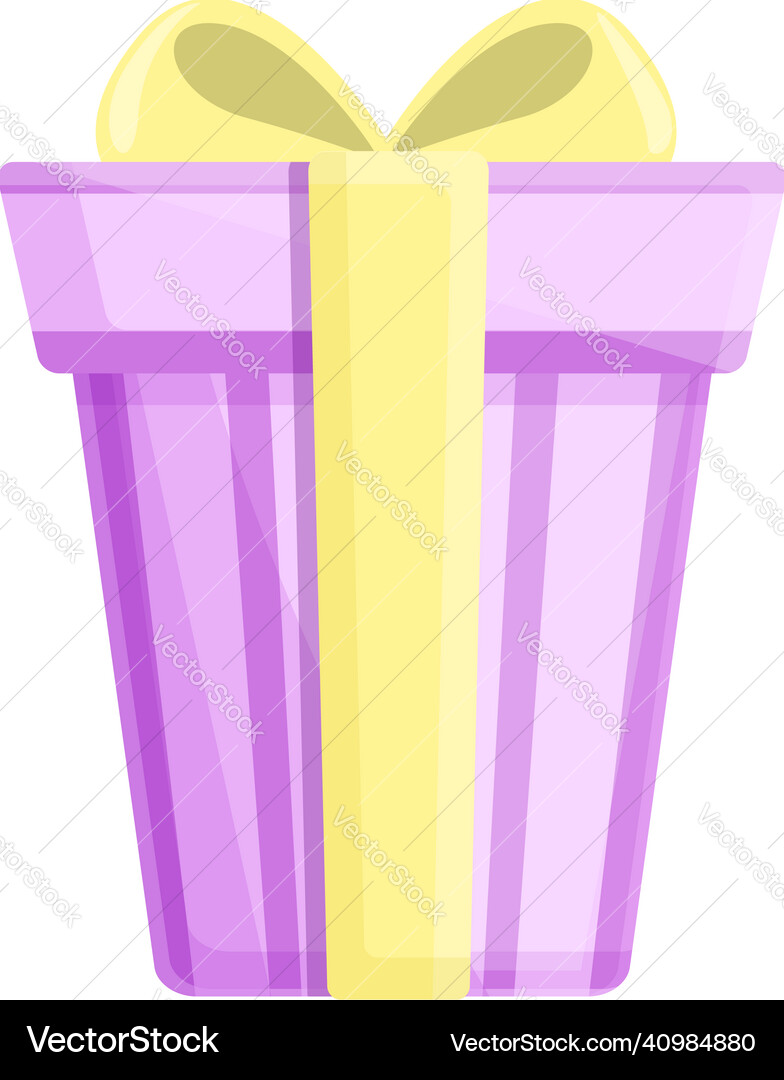 Cute gift box icon cartoon present ribbon Vector Image
