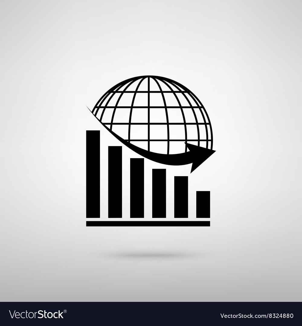 Declining graph with earth Royalty Free Vector Image