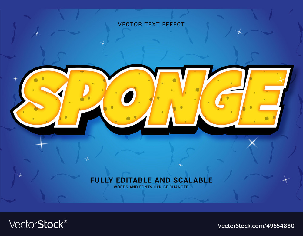 Editable text effect sponge style Royalty Free Vector Image