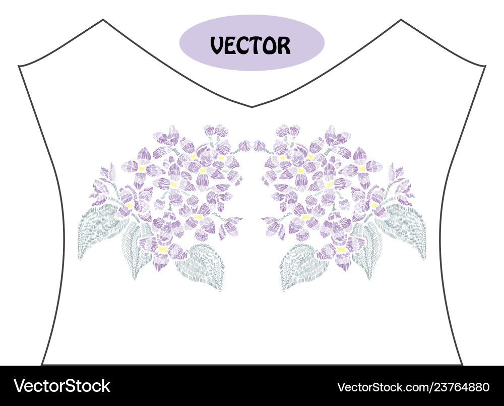 Embroidery floral bouquet Royalty Free Vector Image