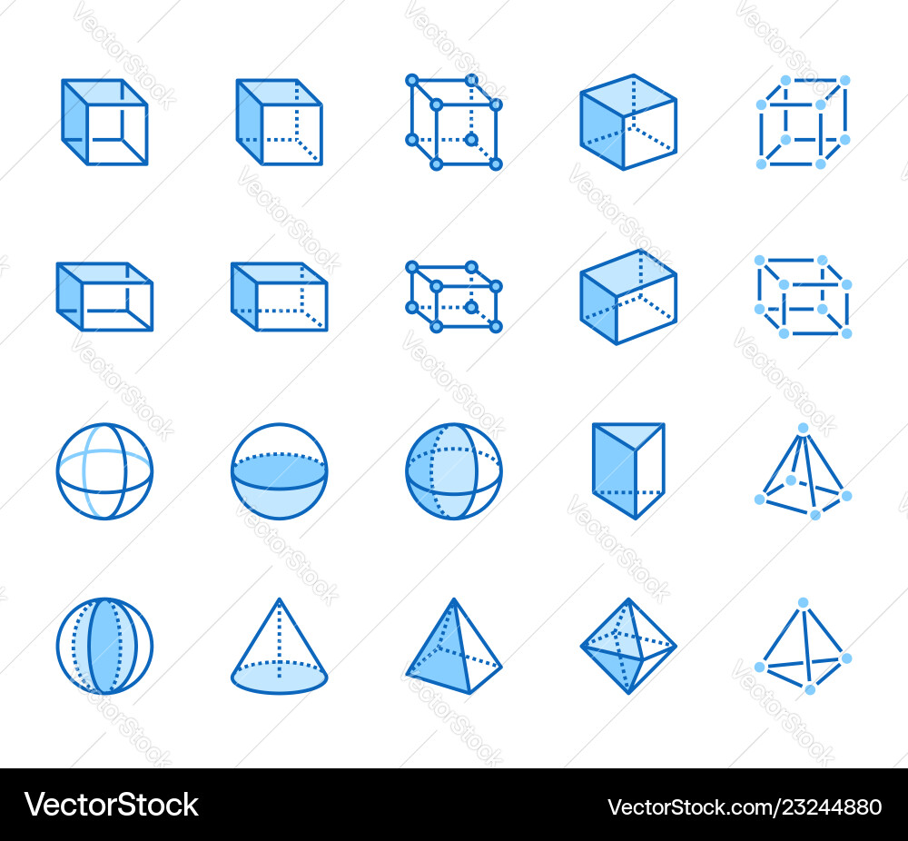 Geometric shapes flat line icons set abstract Vector Image