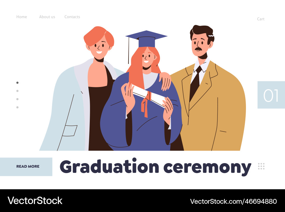 Graduation ceremony landing page design template Vector Image