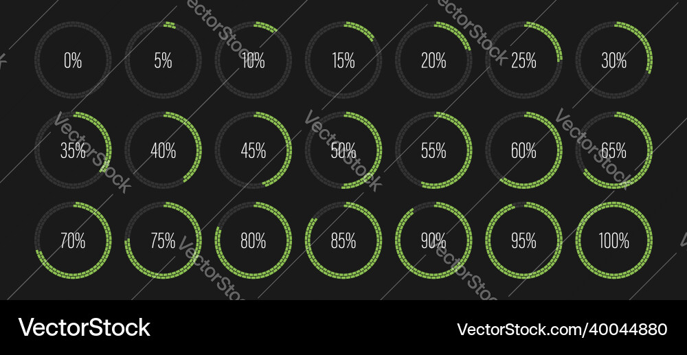 Green Circle Percentage Diagrams Royalty Free Vector Image
