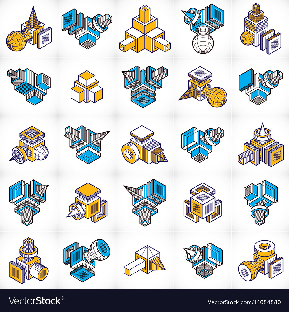 Isometric abstract shapes set Royalty Free Vector Image