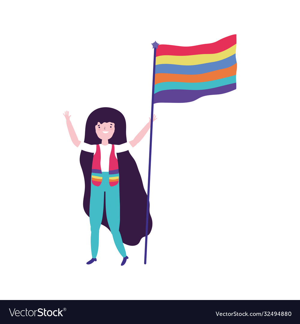 Pride parade lgbt community woman with vest and Vector Image
