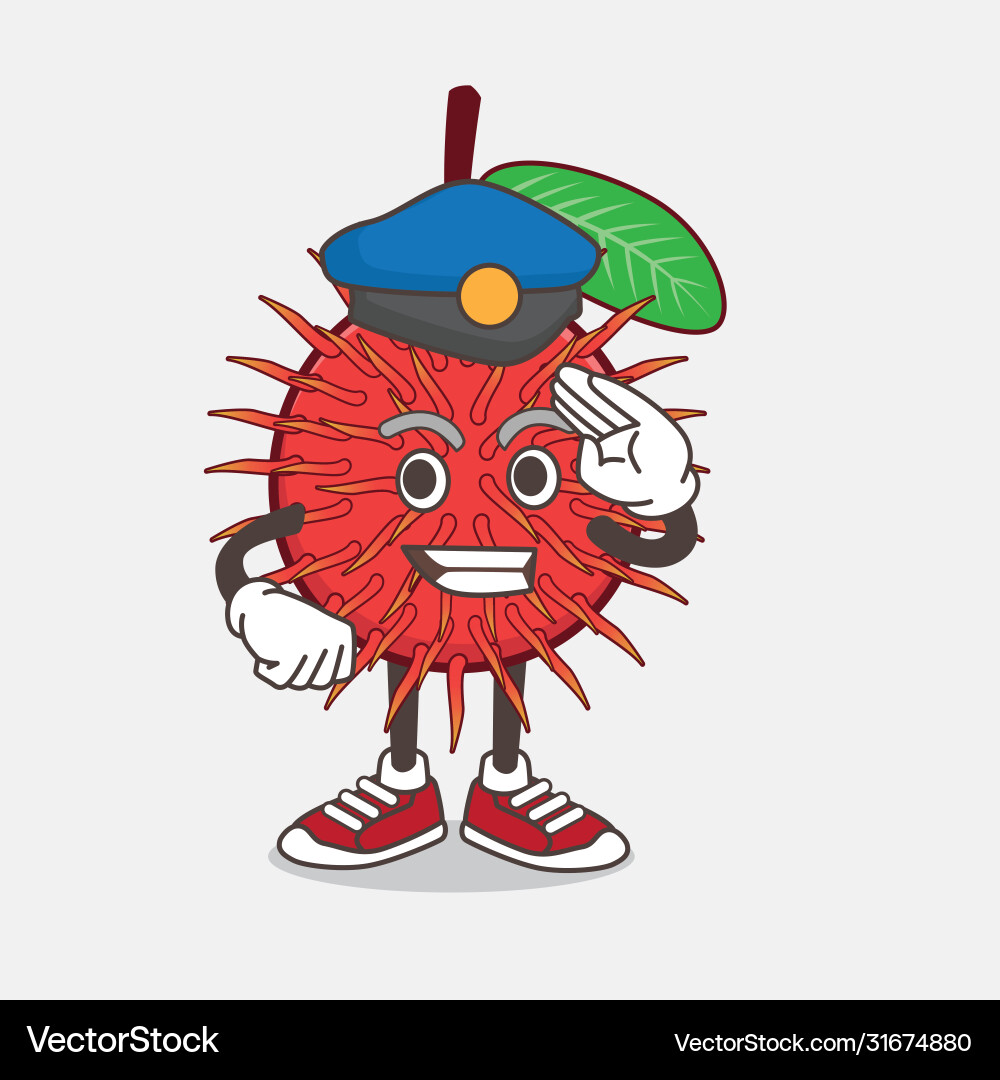 Rambutan fruit cartoon mascot character working Vector Image
