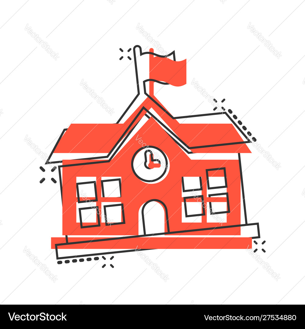 School building icon in comic style college Vector Image