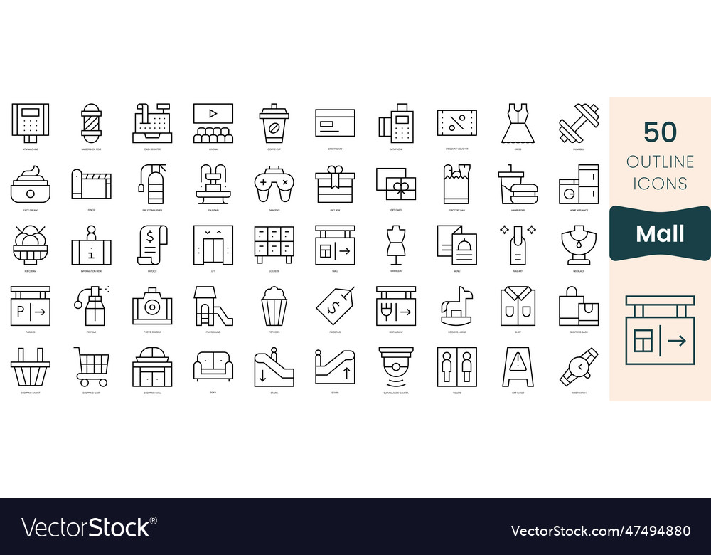 Set of mall icons thin linear style icons pack Vector Image