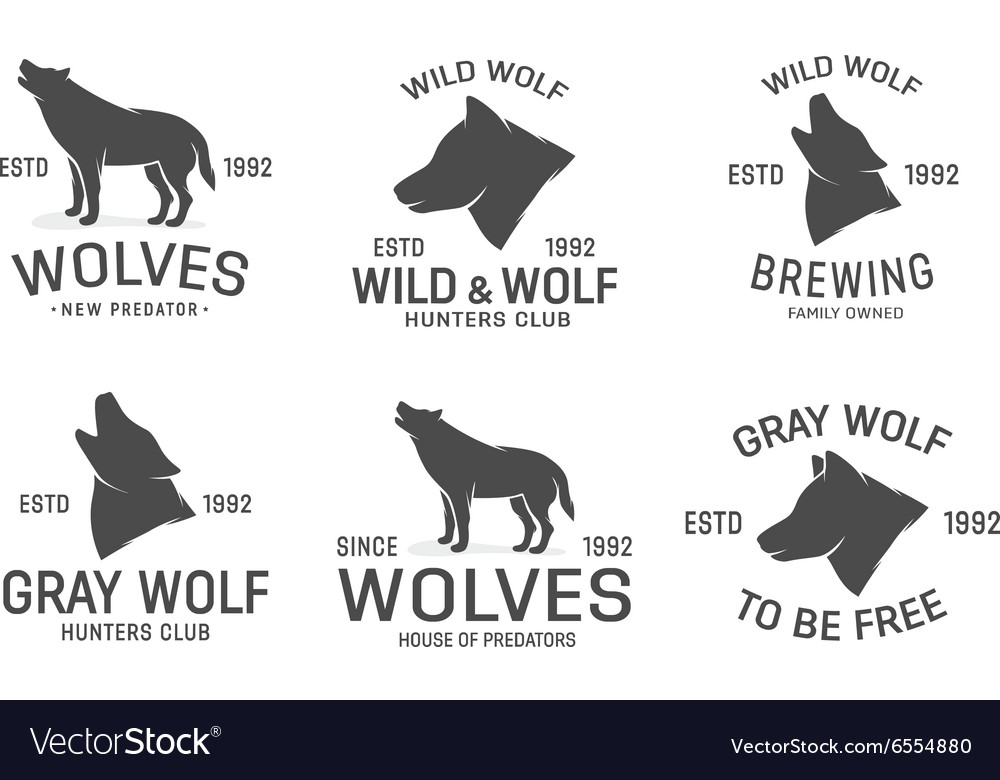 Set wolf logo design elements Royalty Free Vector Image