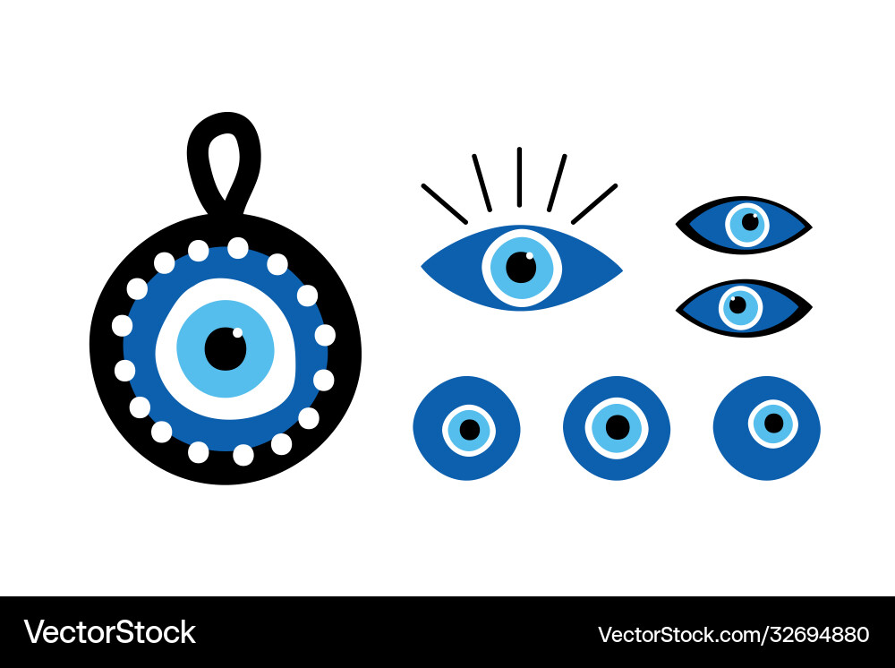 Turkish blue eye-shaped amulets nazar Royalty Free Vector