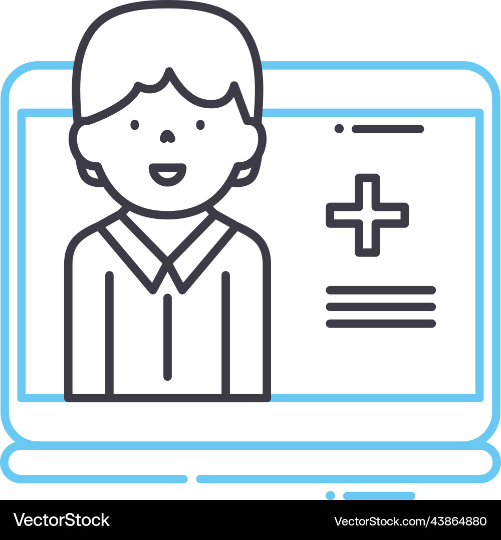 Virtual doctor line icon outline symbol Royalty Free Vector