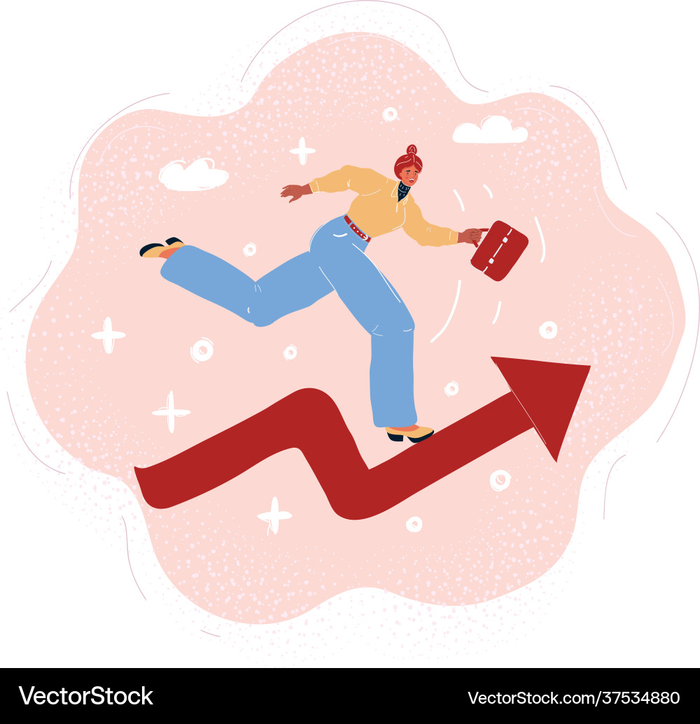 Woman run on red arrow Royalty Free Vector Image