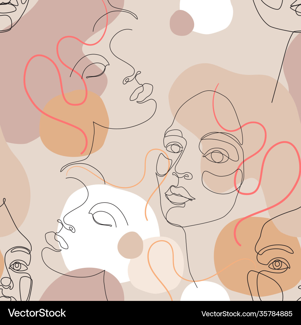 Abstract woman portrait seamless pattern beauty Vector Image