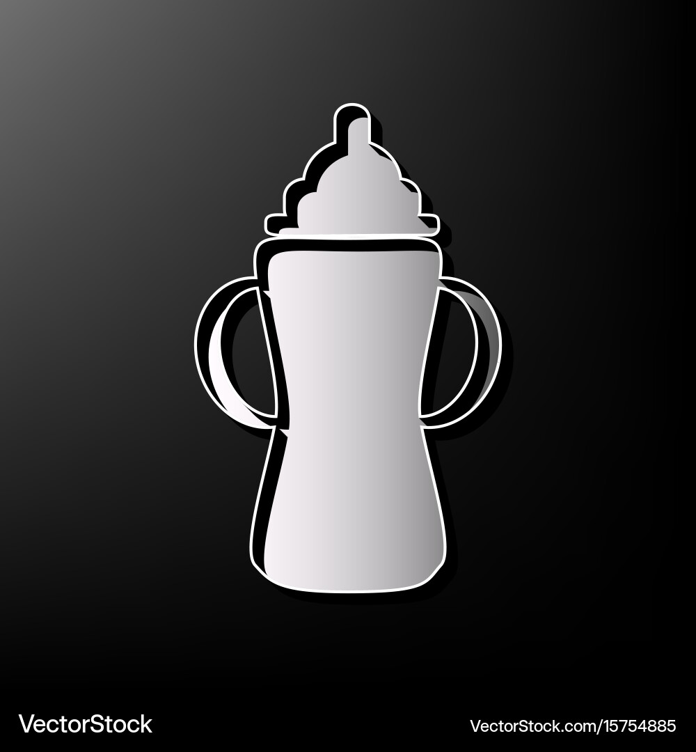 Baby bottle sign gray 3d printed icon Royalty Free Vector