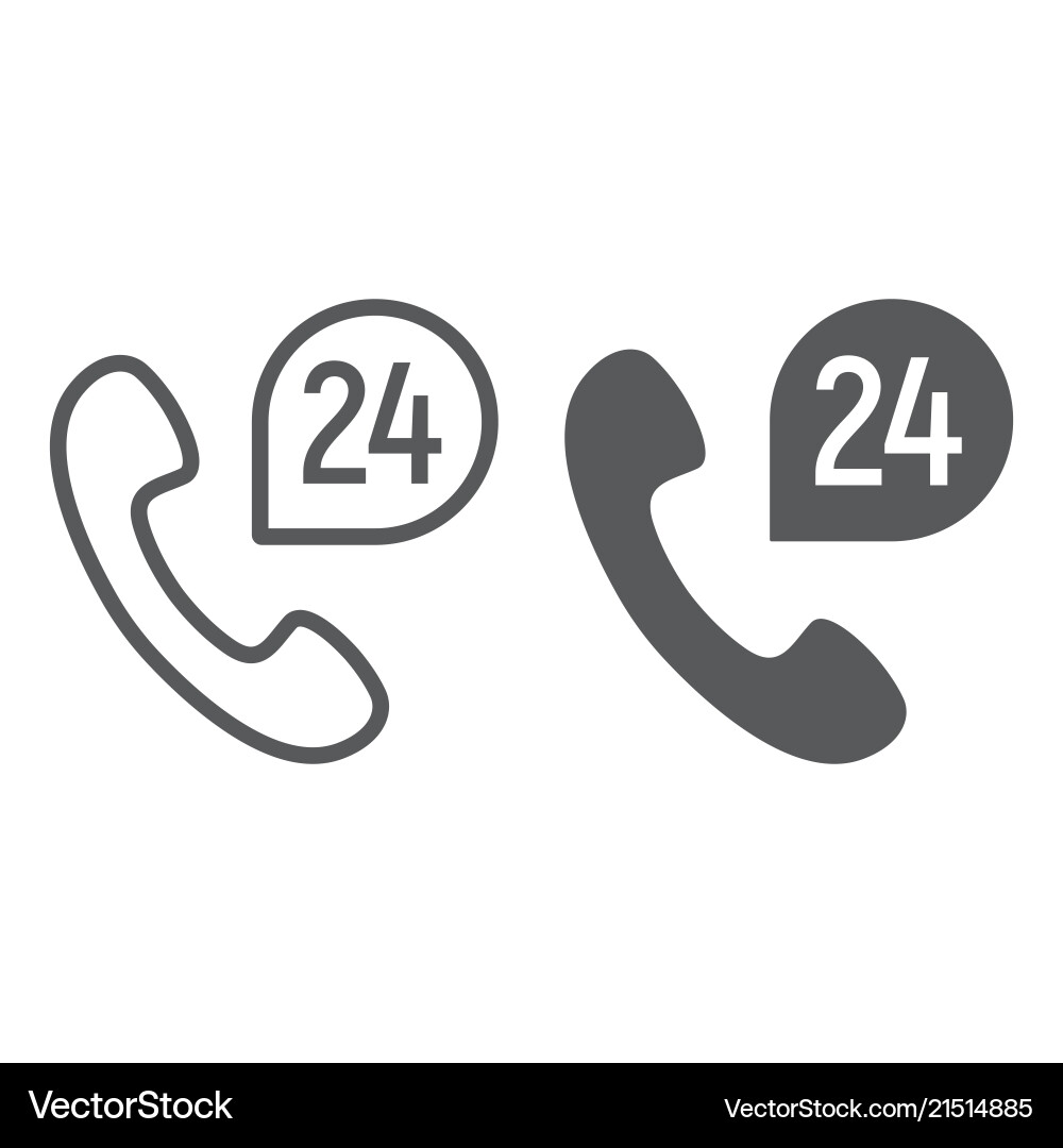 Call 24 line and glyph icon support all day Vector Image
