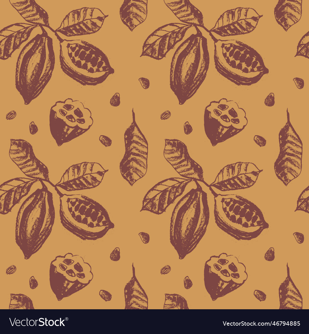 Cocoa fruit seamless pattern Royalty Free Vector Image
