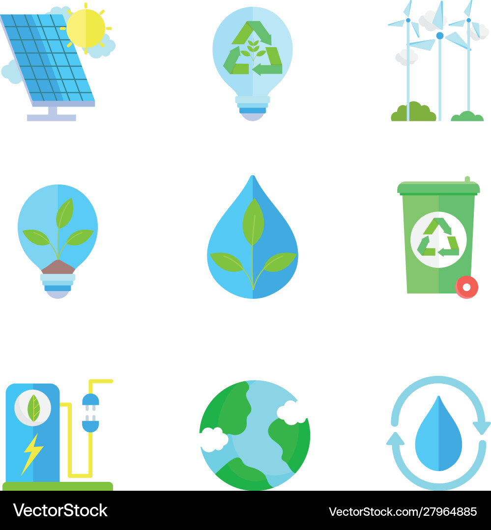 Ecology renewable environment recycle icons Vector Image