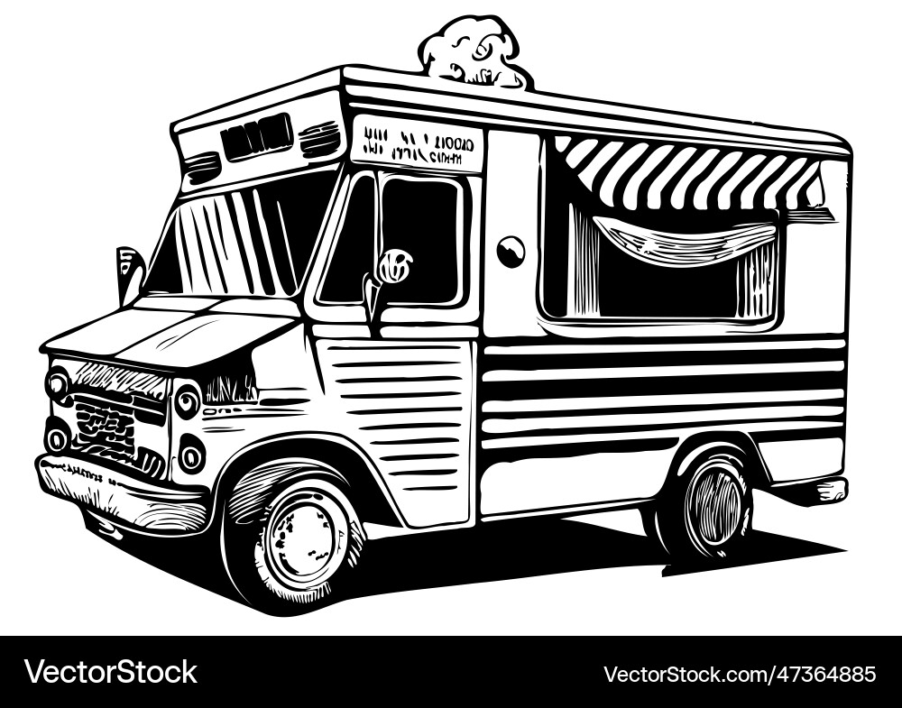Food track sketch hand drawn Royalty Free Vector Image