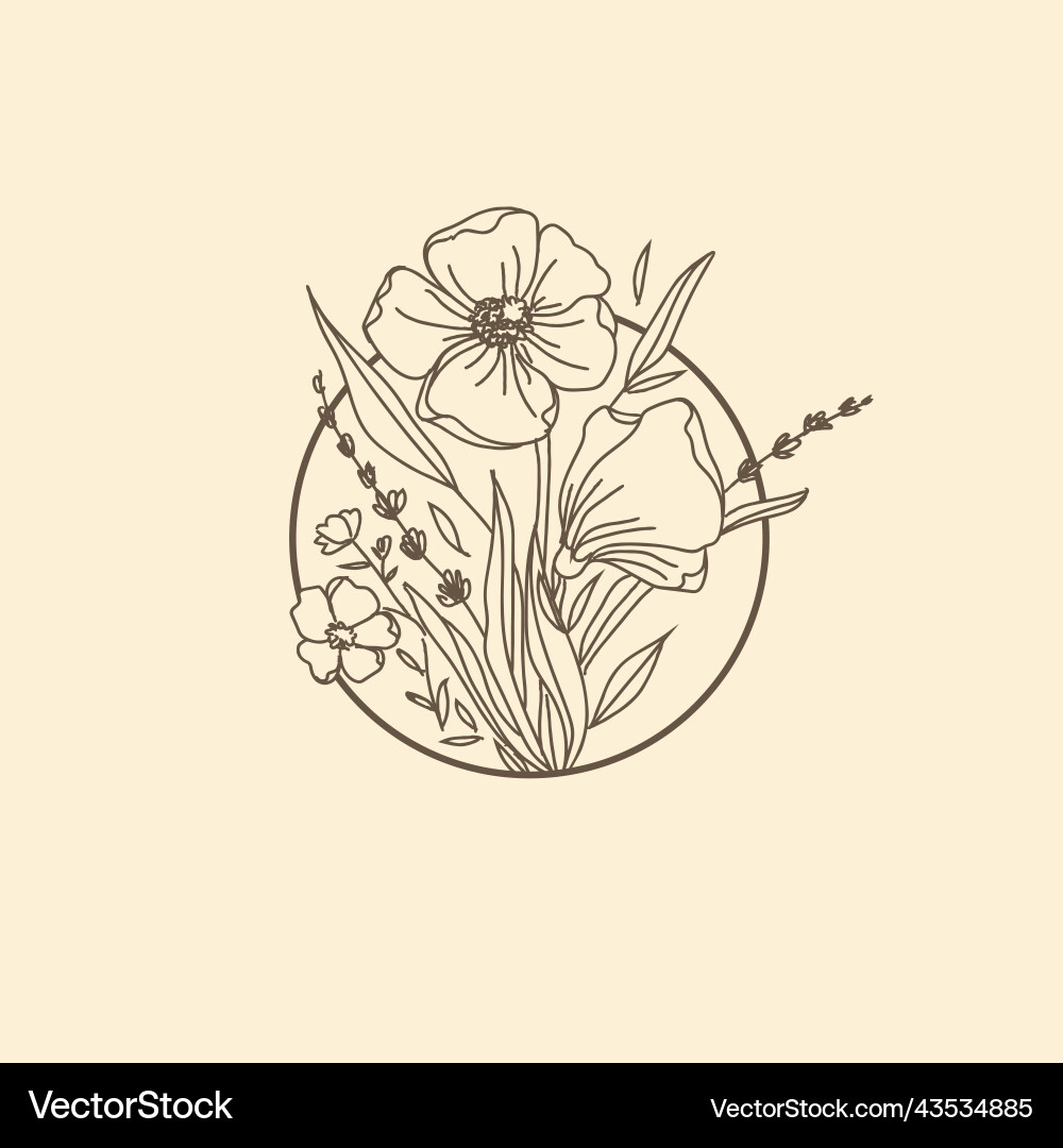Hand drawing of dry flower Royalty Free Vector Image