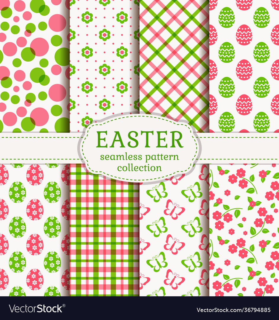 Happy easter seamless patterns Royalty Free Vector Image