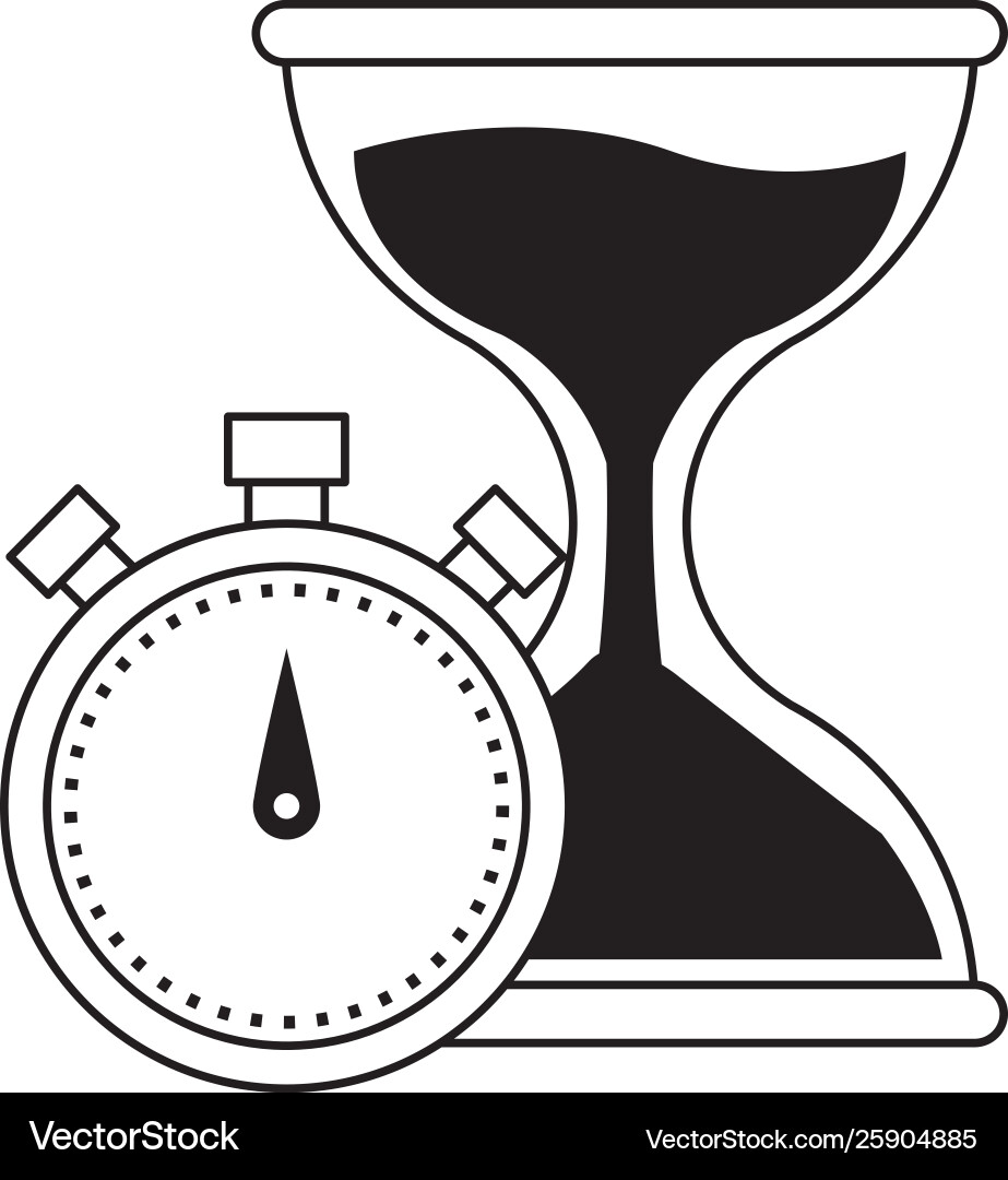 Hourglass sand timer icon cartoon in black Vector Image