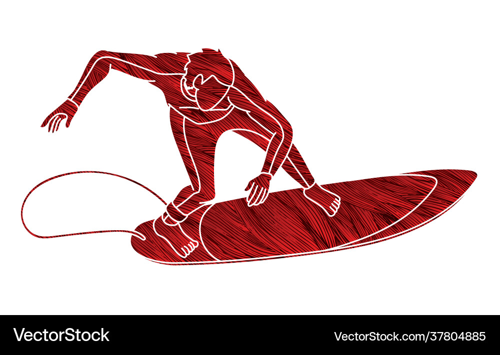 Man surfer surfing sport action Royalty Free Vector Image