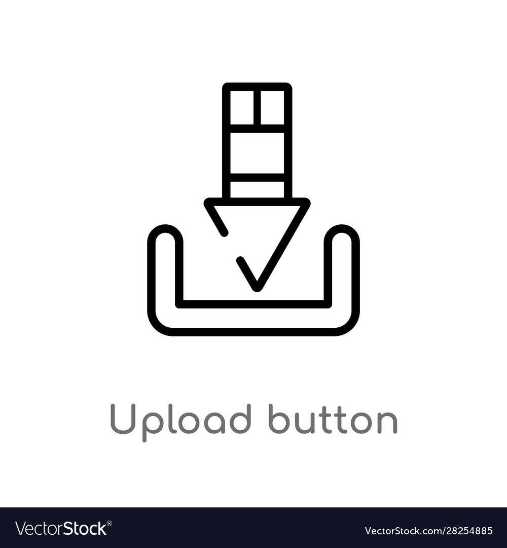 Outline upload button icon isolated black simple Vector Image