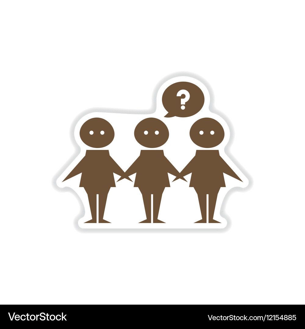 Paper sticker on white background people Vector Image