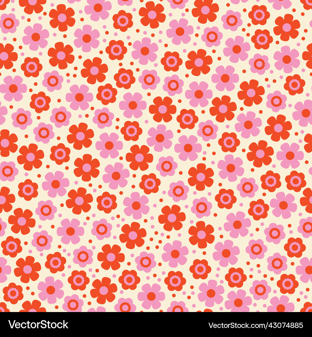Pink and red little floral seamless pattern Vector Image