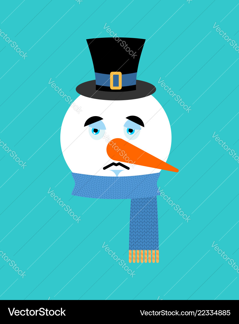 Snowman sad emotion avatar sorrowful Royalty Free Vector