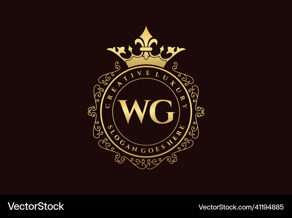 Wg initial letter luxury calligraphic feminine Vector Image