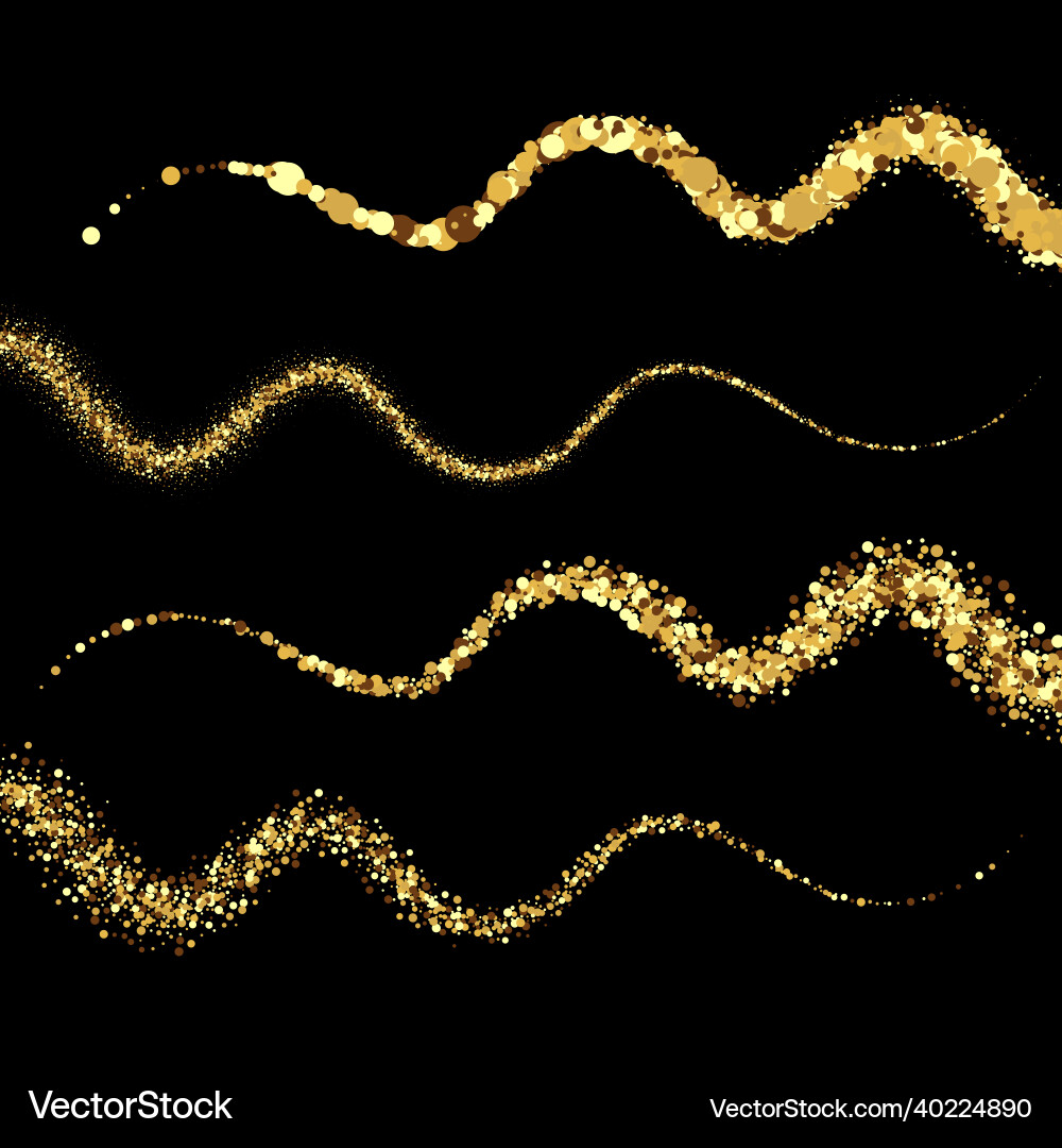 Abstract gold dust in wave form on dark background