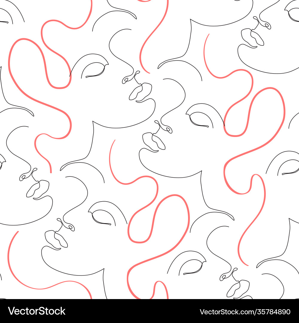 Abstract woman portrait seamless pattern glamour Vector Image