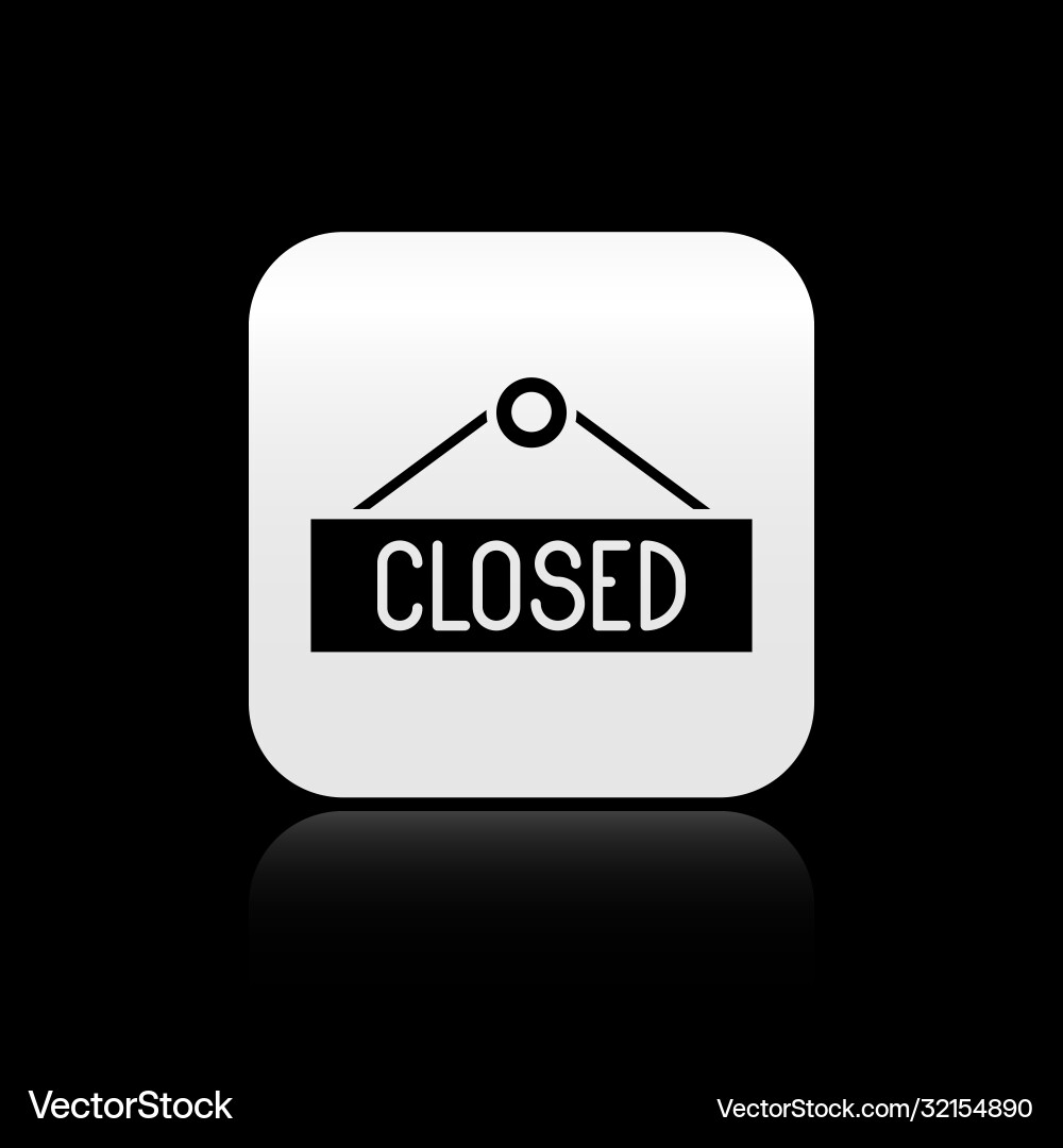 Black hanging sign with text closed icon isolated Vector Image