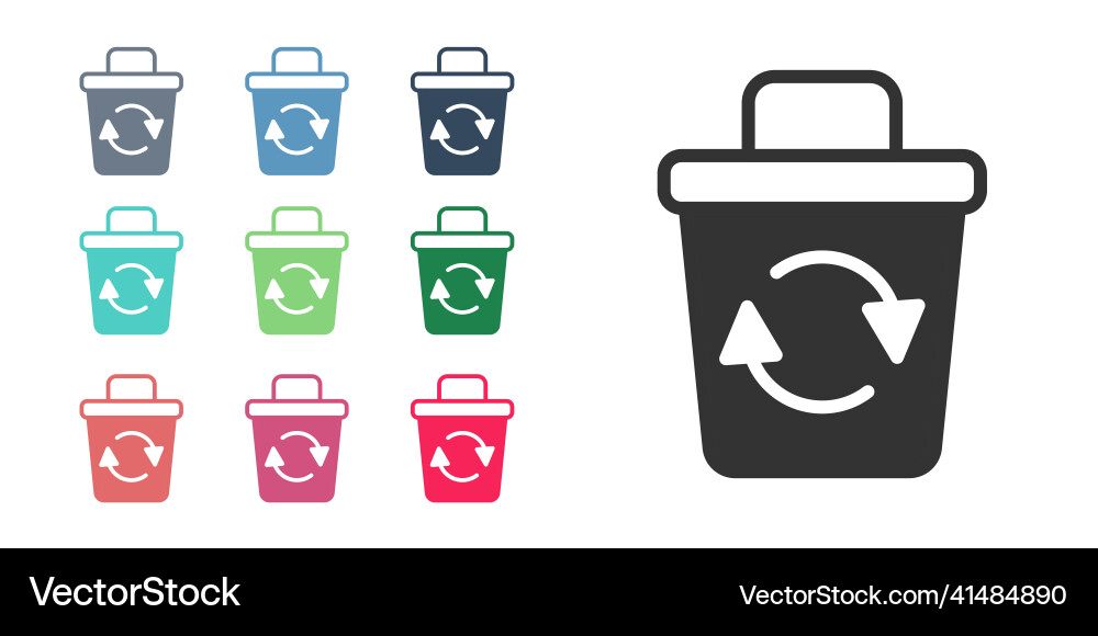 Black recycle bin with recycle symbol icon Vector Image
