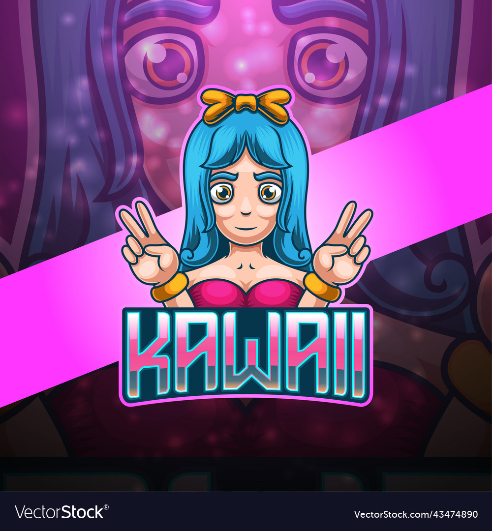 Cute girl esport mascot logo design Royalty Free Vector