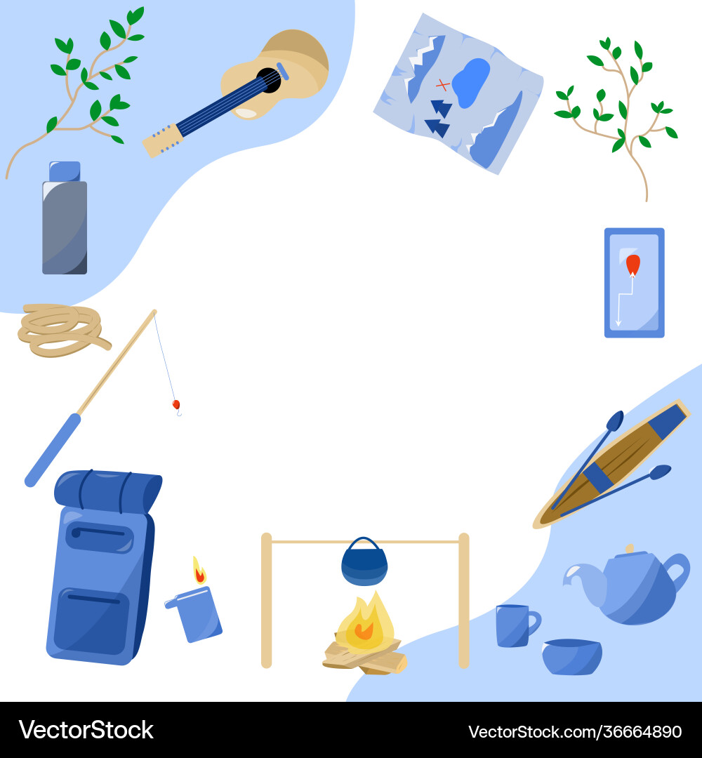 Frame on topic tourism and hiking Royalty Free Vector Image