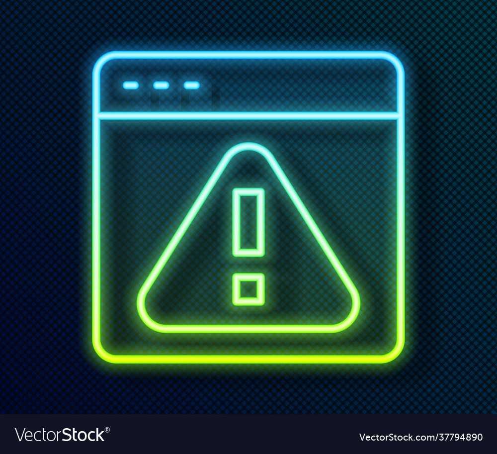 Glowing neon line browser with exclamation mark Vector Image Glowing neon line browser with exclamation mark Vector Image