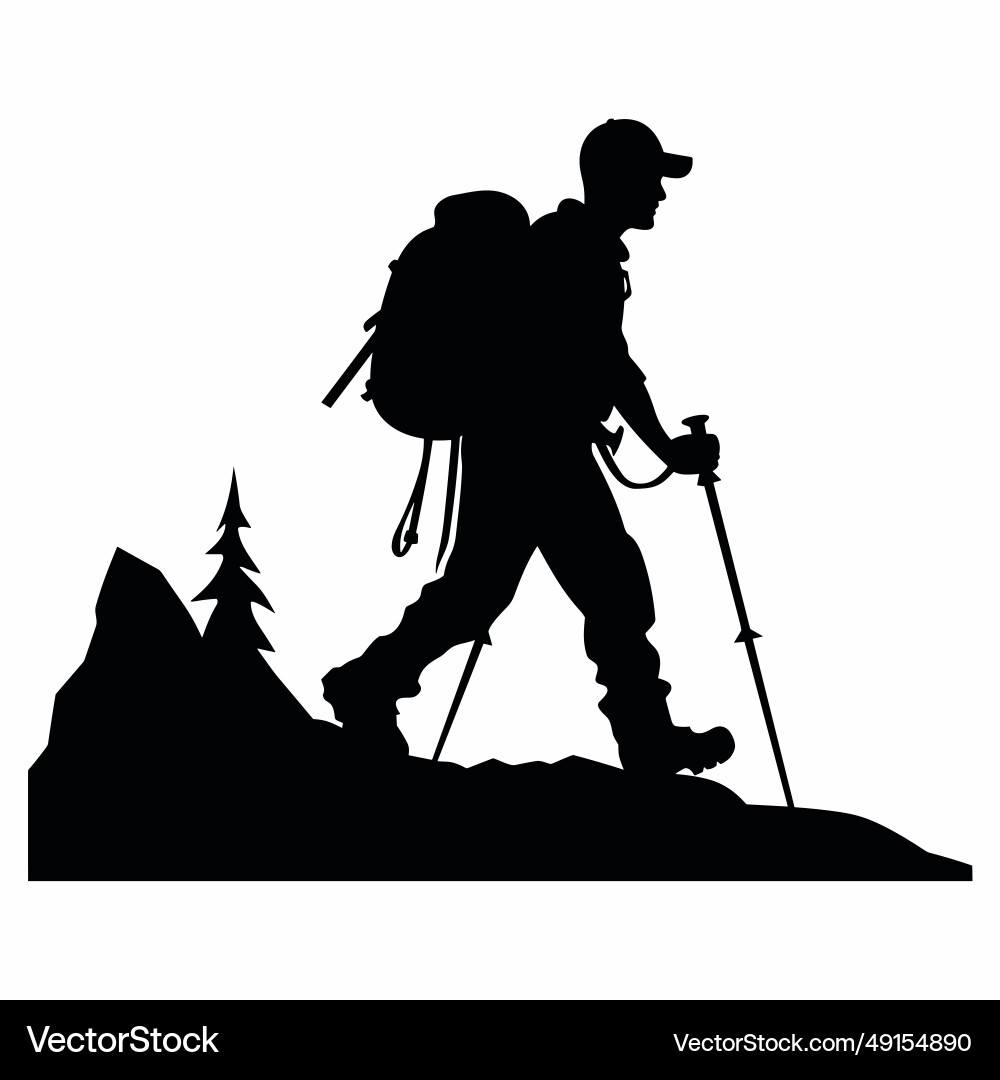 Hiker black icon on white background hiker Vector Image