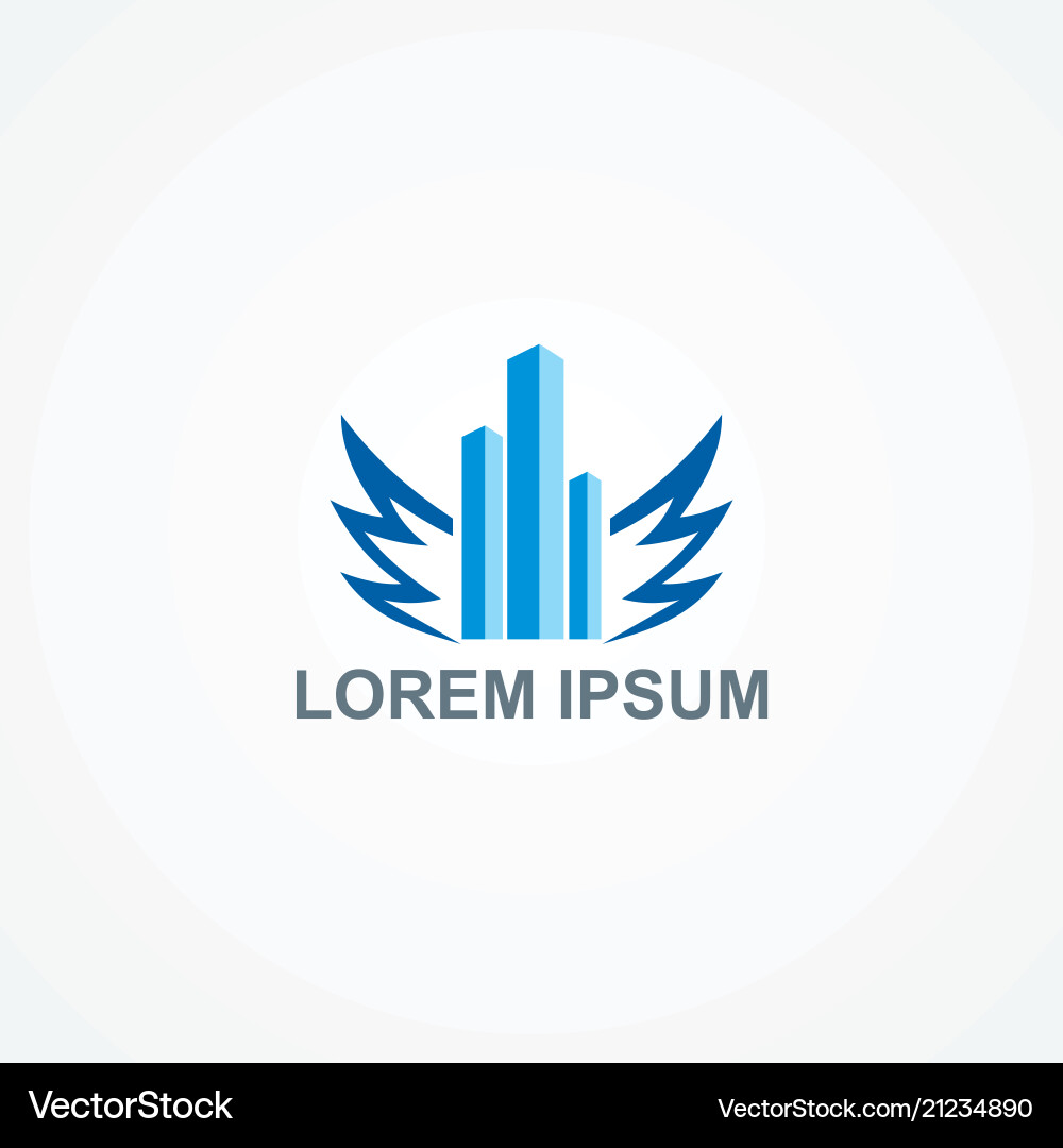Line building wing business logo Royalty Free Vector Image