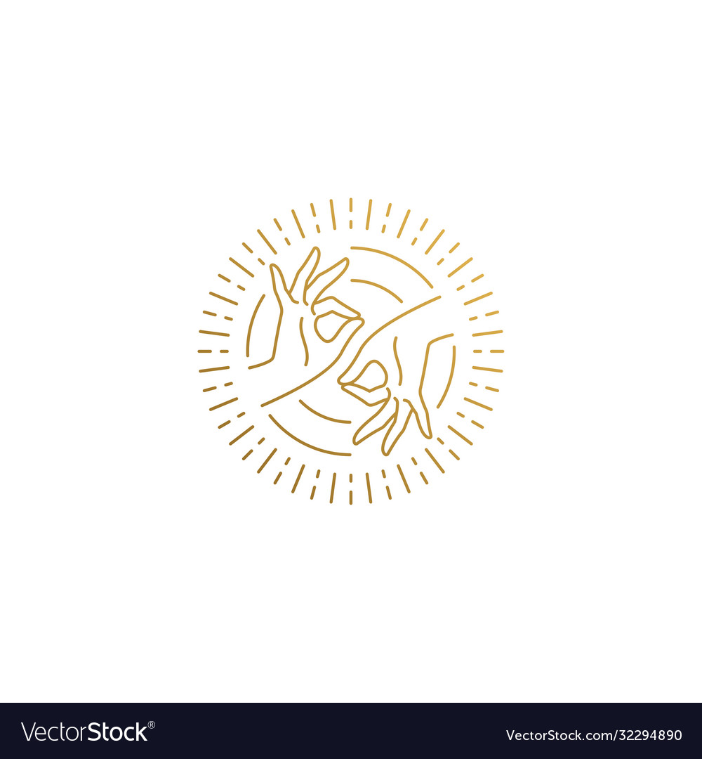 Logo female hands doing gyan mudra in Royalty Free Vector Logo female hands doing gyan mudra in Royalty Free Vector