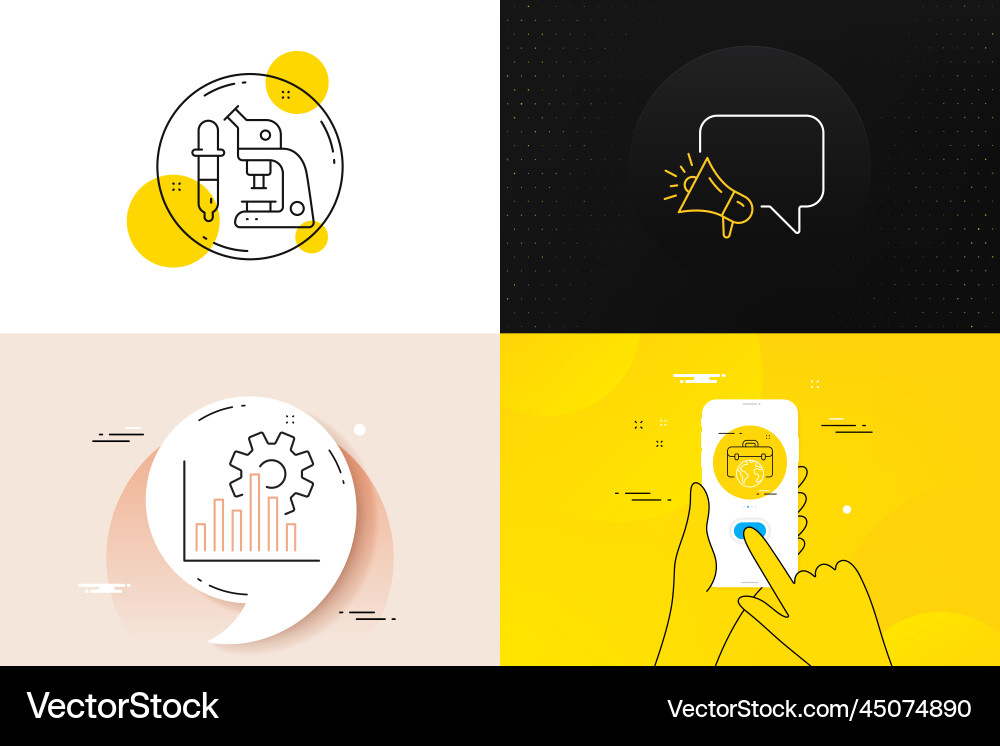 Minimal set of microscope businessman case Vector Image