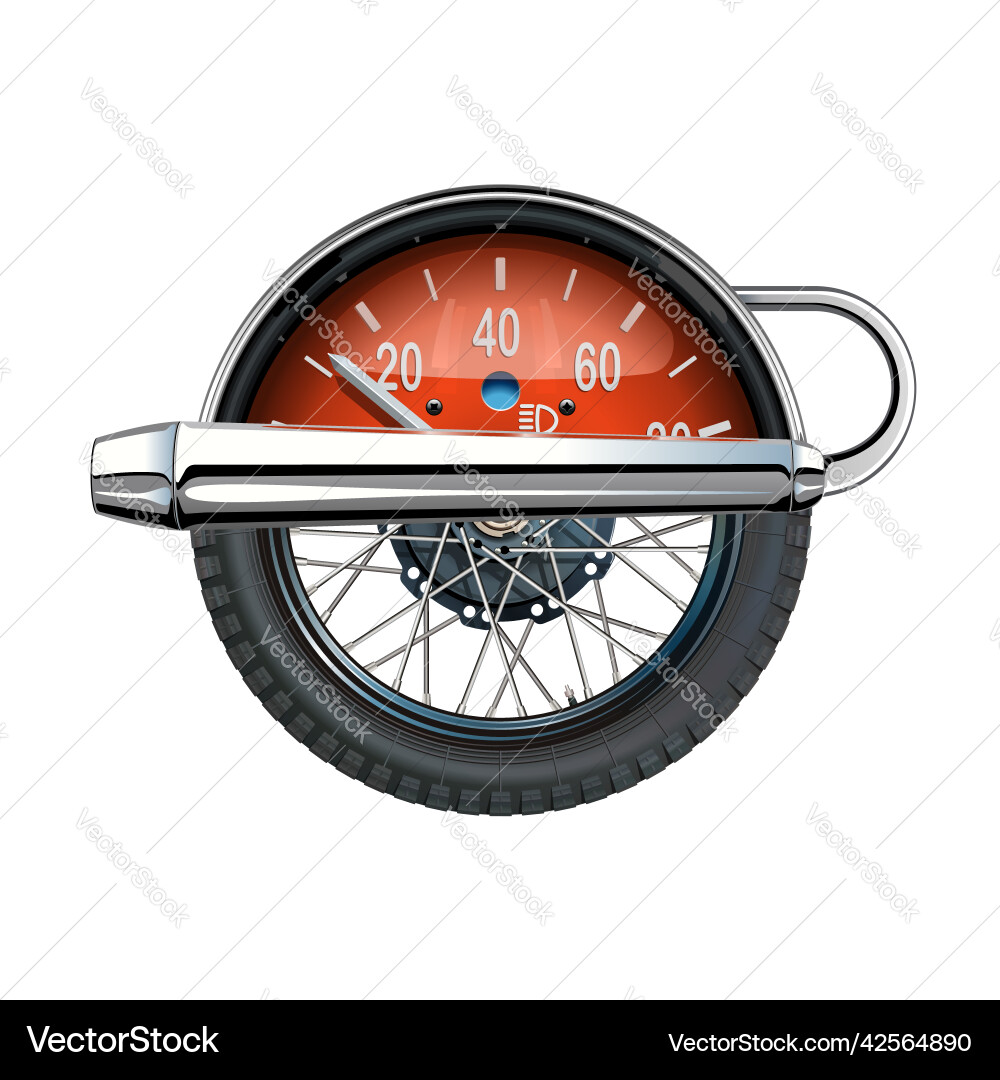 Motorcycle exhaust pipe concept with wheel Vector Image