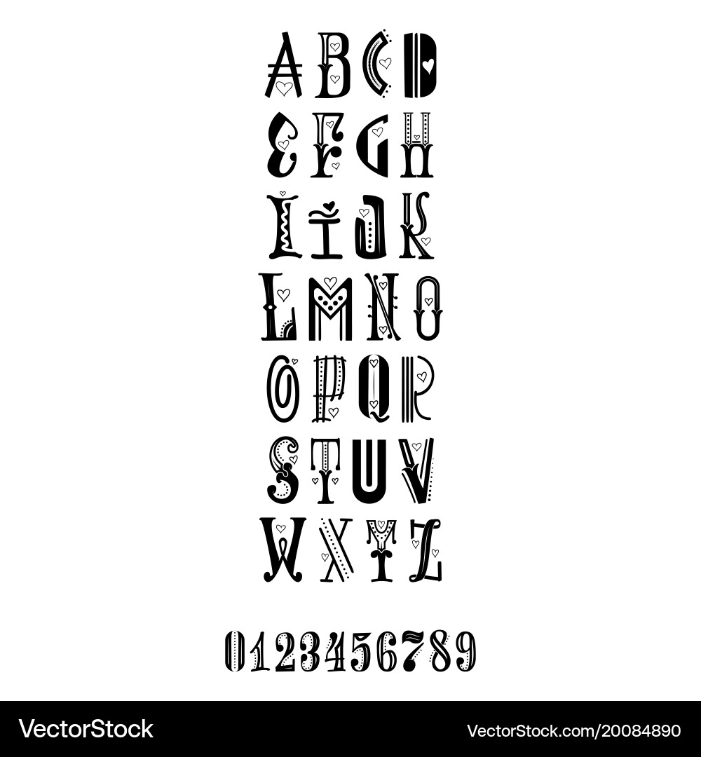 Painted latin font for posters and postcards Vector Image