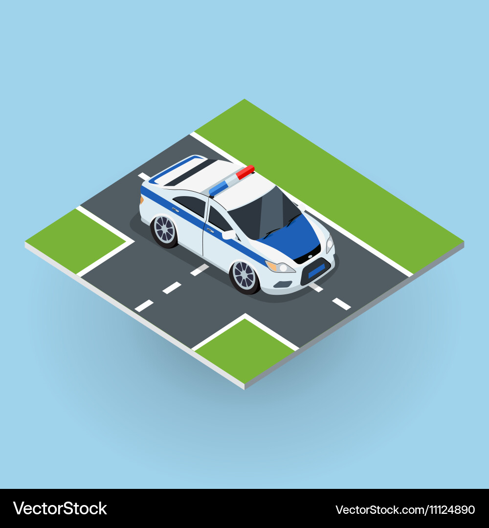 Police car in isometric projection Royalty Free Vector Image