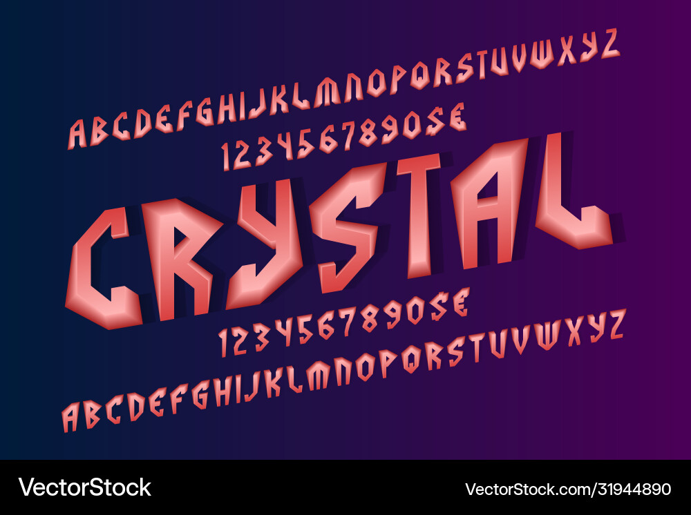 Red crystal letters with numbers and currency Vector Image