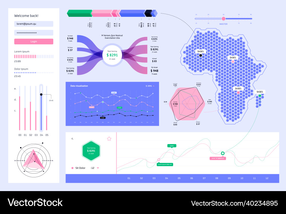 Africa map with infographics and statistics Vector Image