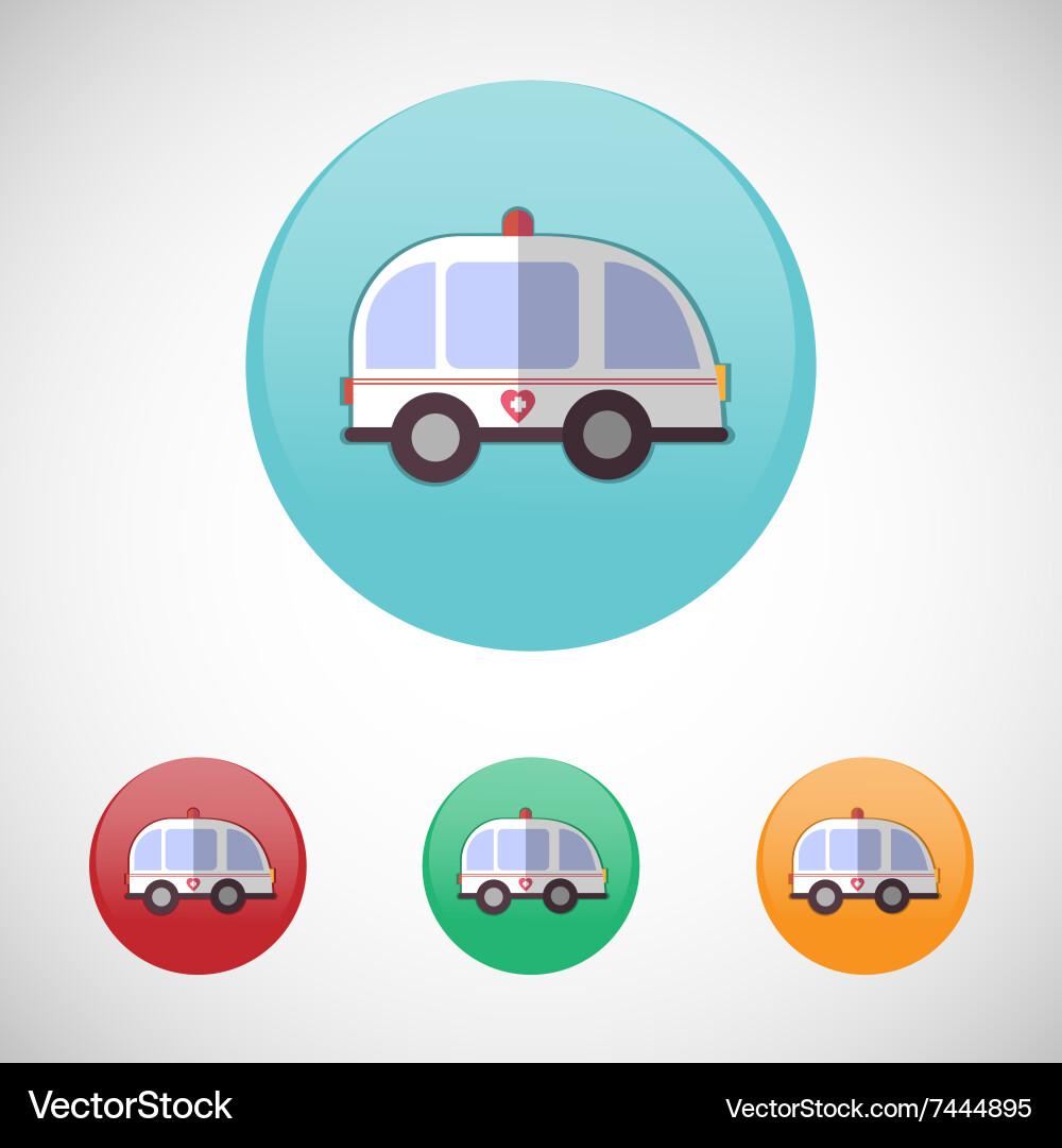 Ambulance car icon set Royalty Free Vector Image