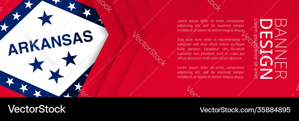 Banner template with flag us state arkansas Vector Image